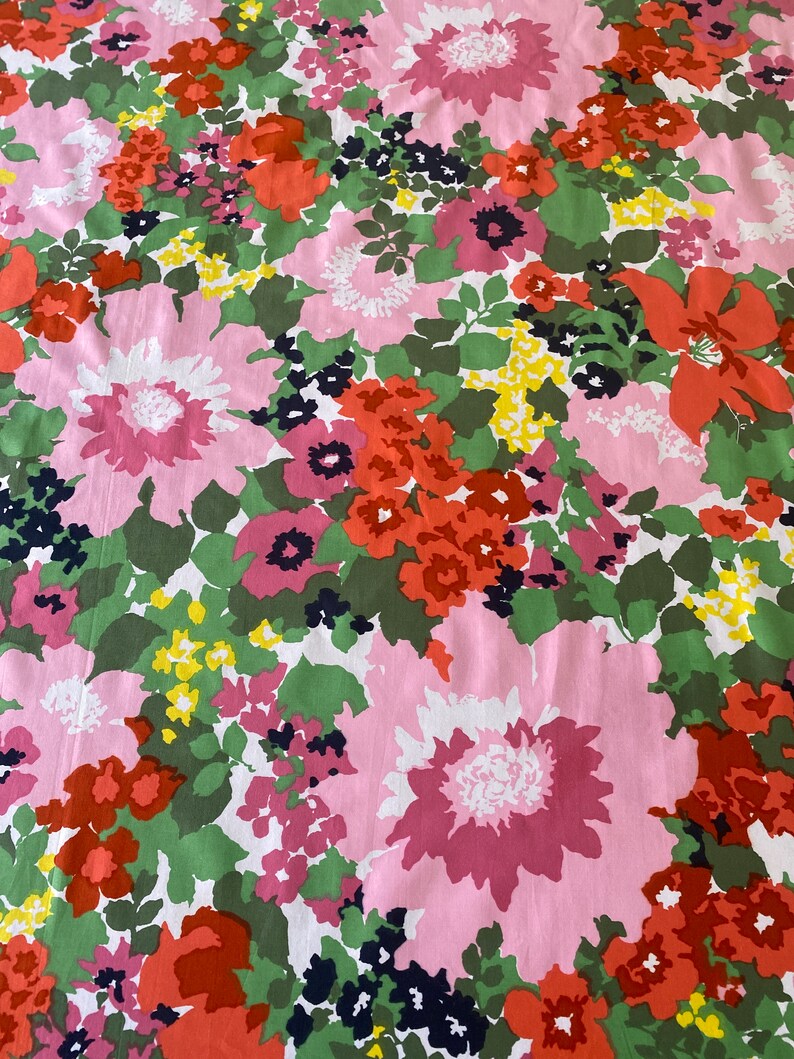 Vintage 1970s Waverly Pink Flower Power Fabric Vintage - Etsy
