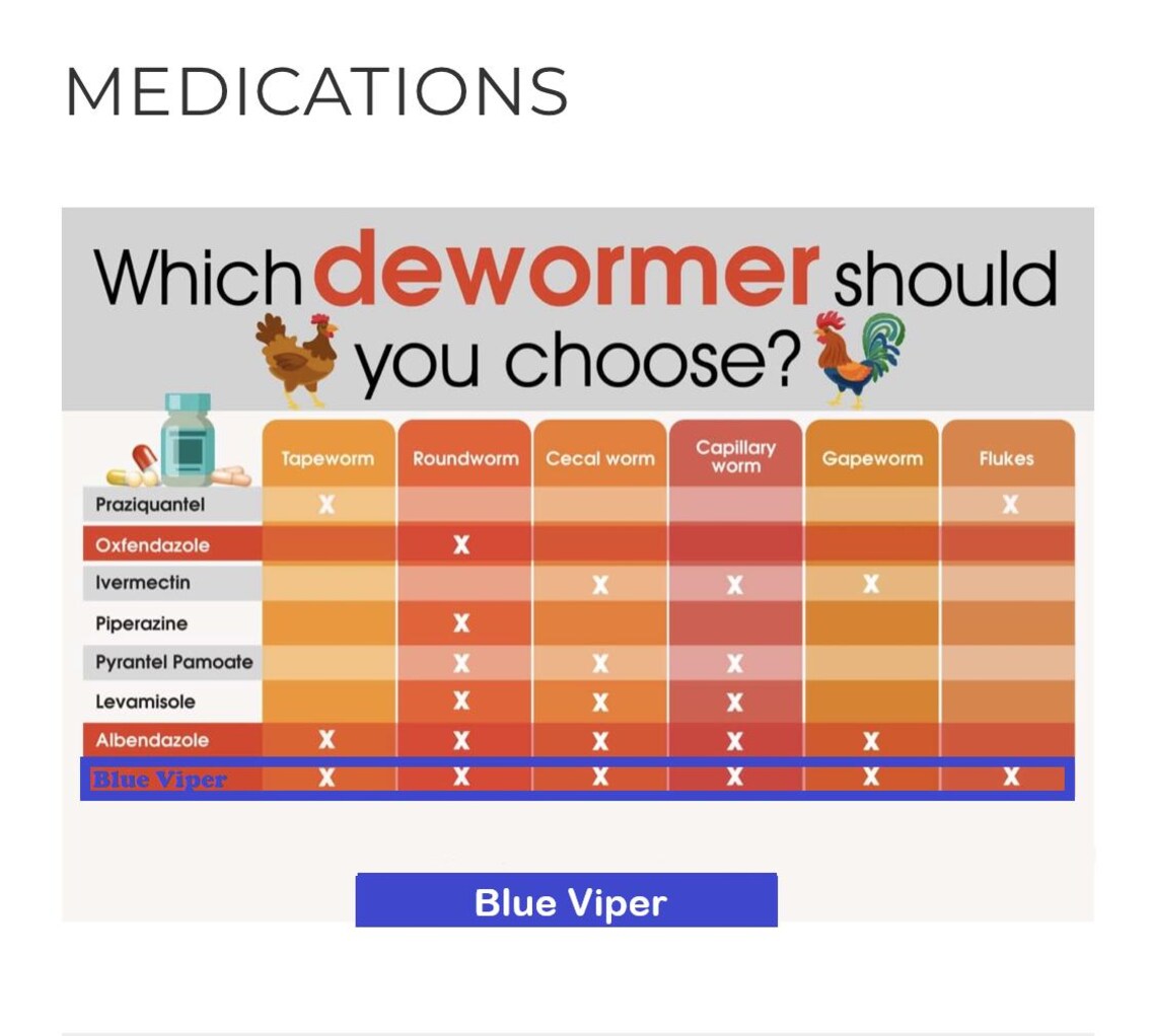 Blue Viper Gamefowl Chicken Poultry Dewormer in Water, Rooster, Hen, - Etsy
