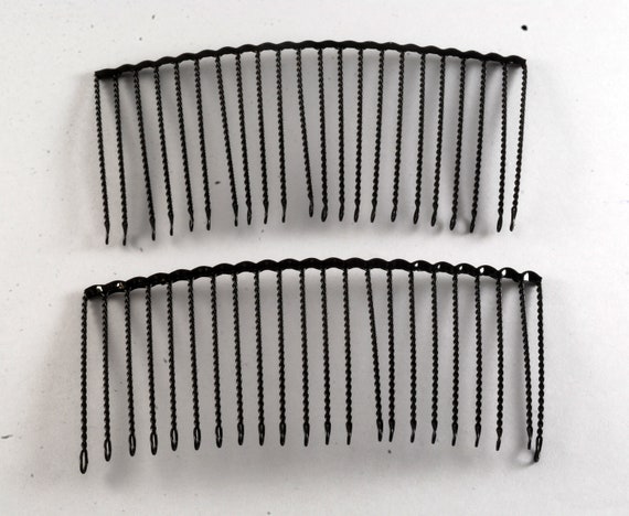 Vintage Hair Comb Pair 1960s Black Metal Made in Japan 2 Hair | Etsy