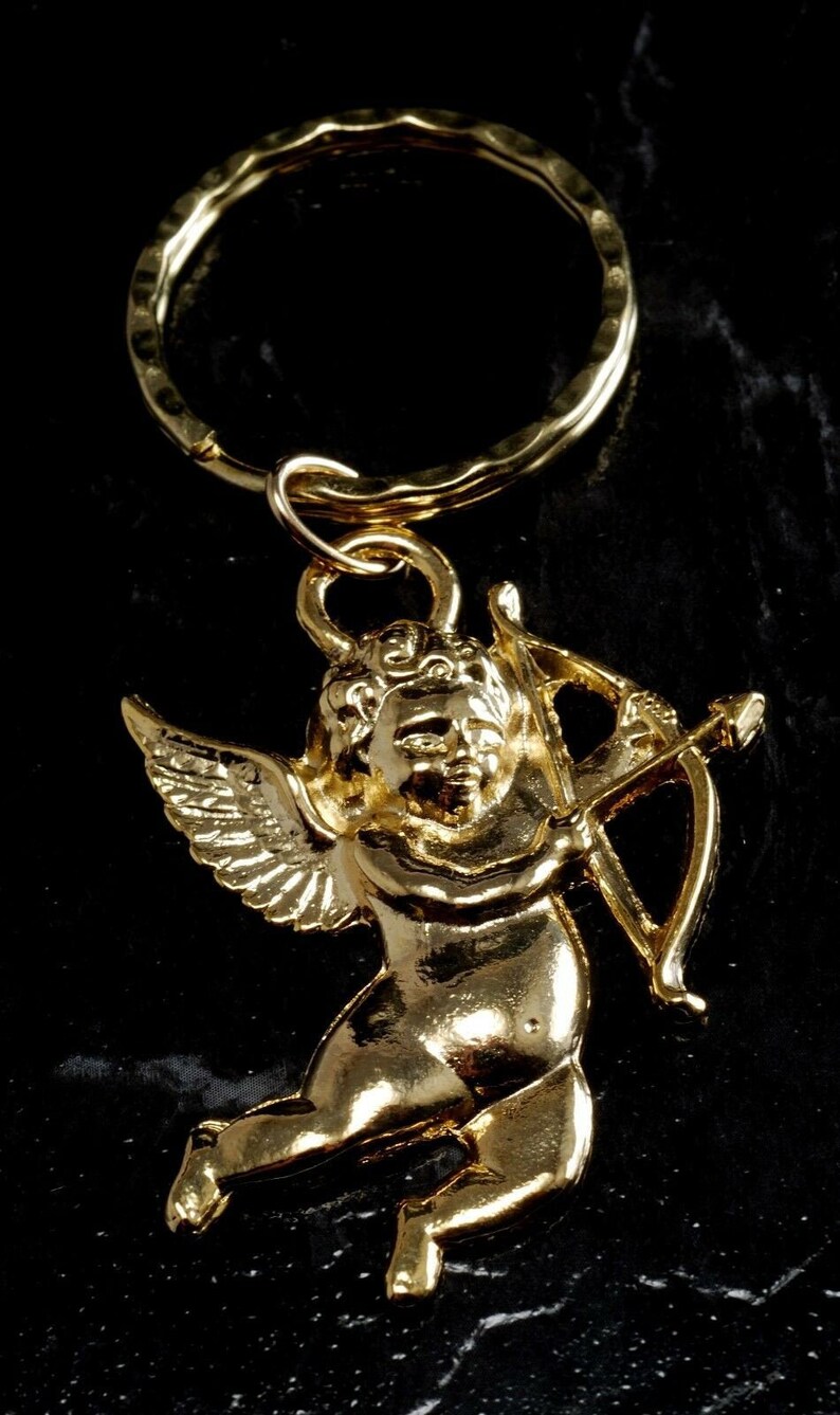 Vintage Cupid Key Chain Gold Plated Metal Wings Key Fob Ladies - Etsy