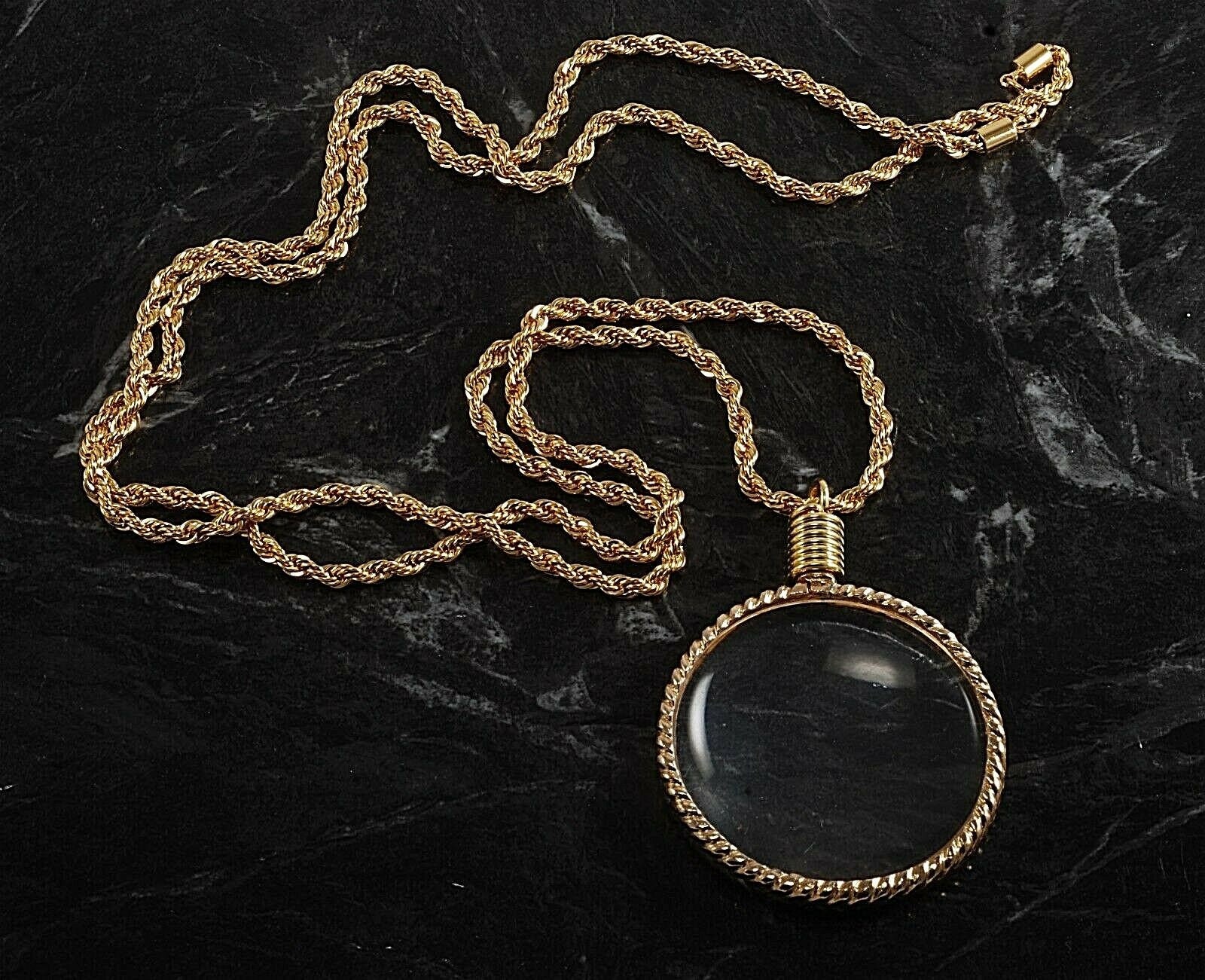 Vintage Magnifying Monocle 1970's Fashion Accessory Necklace Magnifier ...