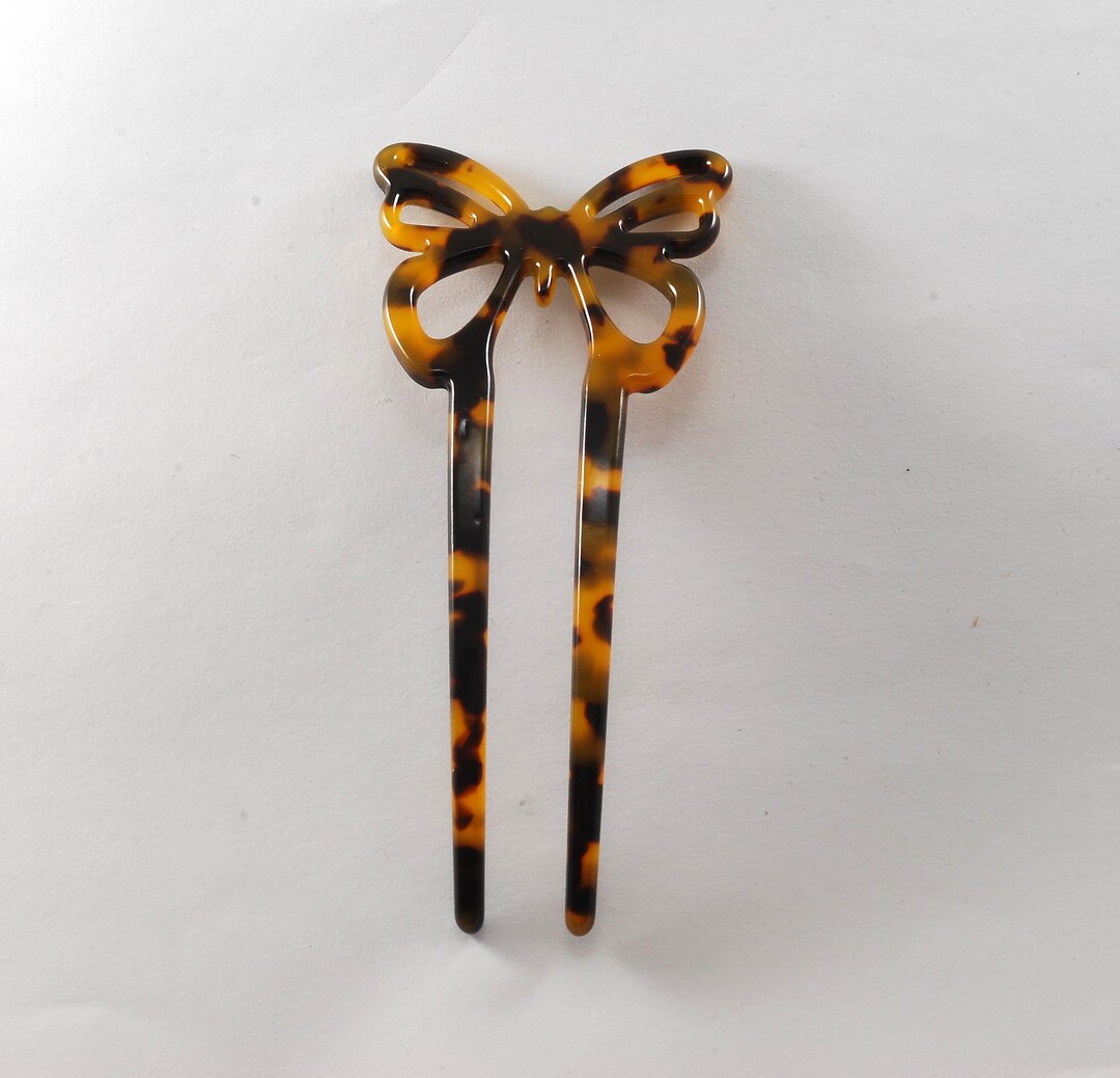 Butterfly Hair Fork Tortoise Brown Plastic Hair Accessory 1 3/4" X 4 1/ ...