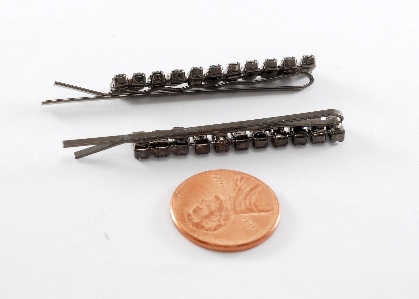 Vintage Hair Pins Bobby Pins Black Rhinestone Gunmetal Gray Pair ...