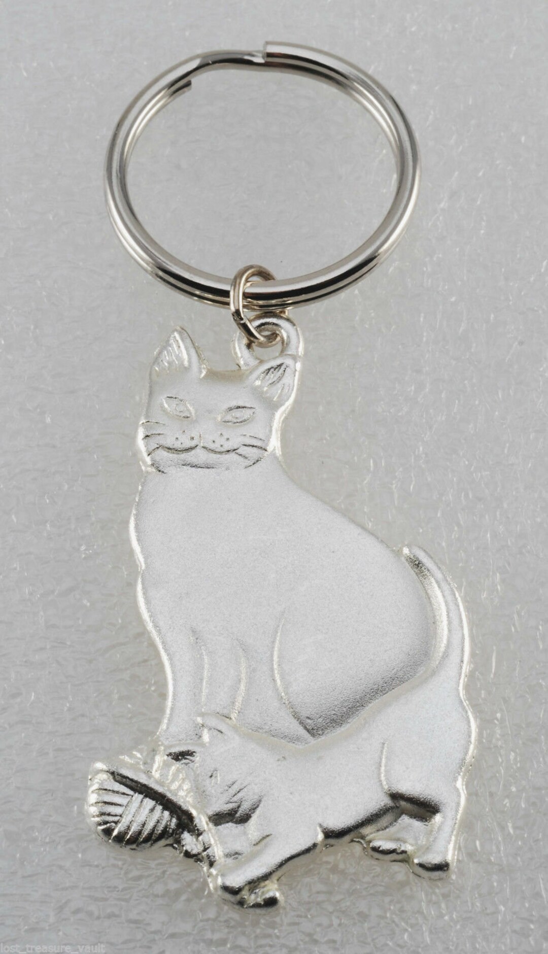 Vintage Silver Metal Cat and Kitten Playing With Yarn Key Chain - Etsy