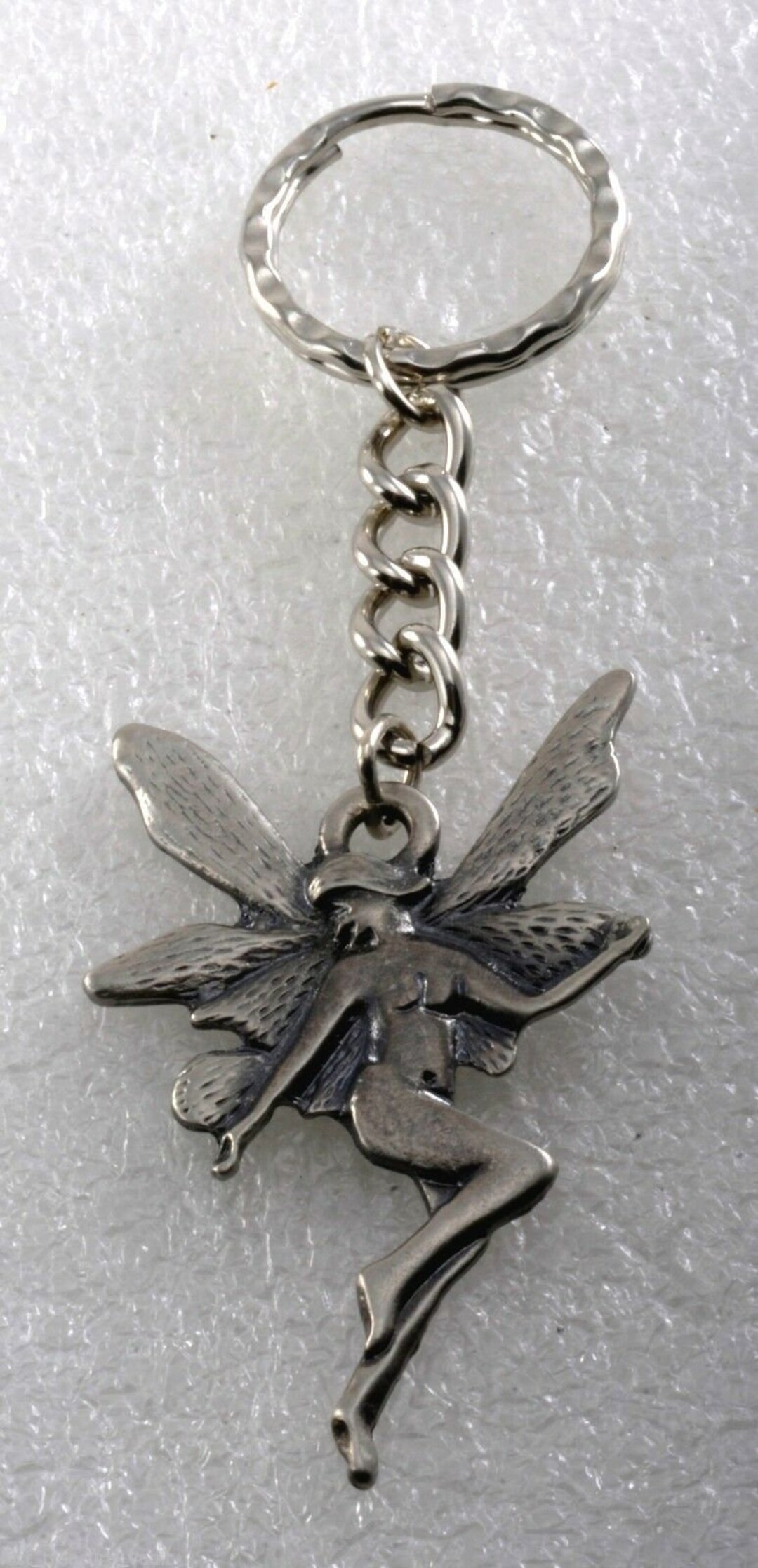 Vintage Fairy Key Chain Silver Metal Wings Fae Key Fob Ladies ...