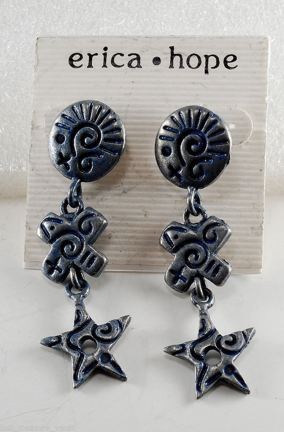 Erica Hope Blue Tinted Silver Metal Earrings Jewelry … - Gem