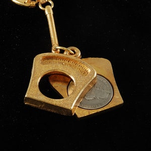 Vintage Keychain Parking Meter Charm Holds a Nickel Gold Tone Metal Key ...