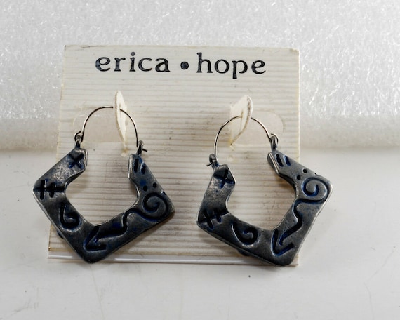 Erica Hope Blue Tinted Silver Metal Earrings Jewelry … - Gem