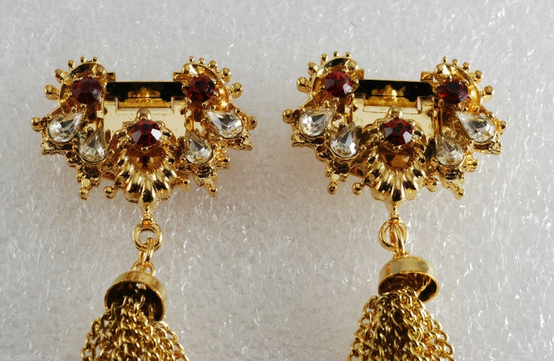Vintage Shoe Clips Gold Plated Metal Ruby Clear Rhinestone - Etsy