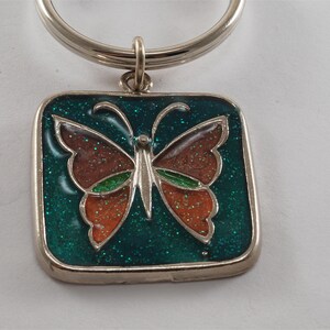 Vintage Key Chain Glitter Enamel Butterfly Metal Key Fob Keychain 1 3/4 ...
