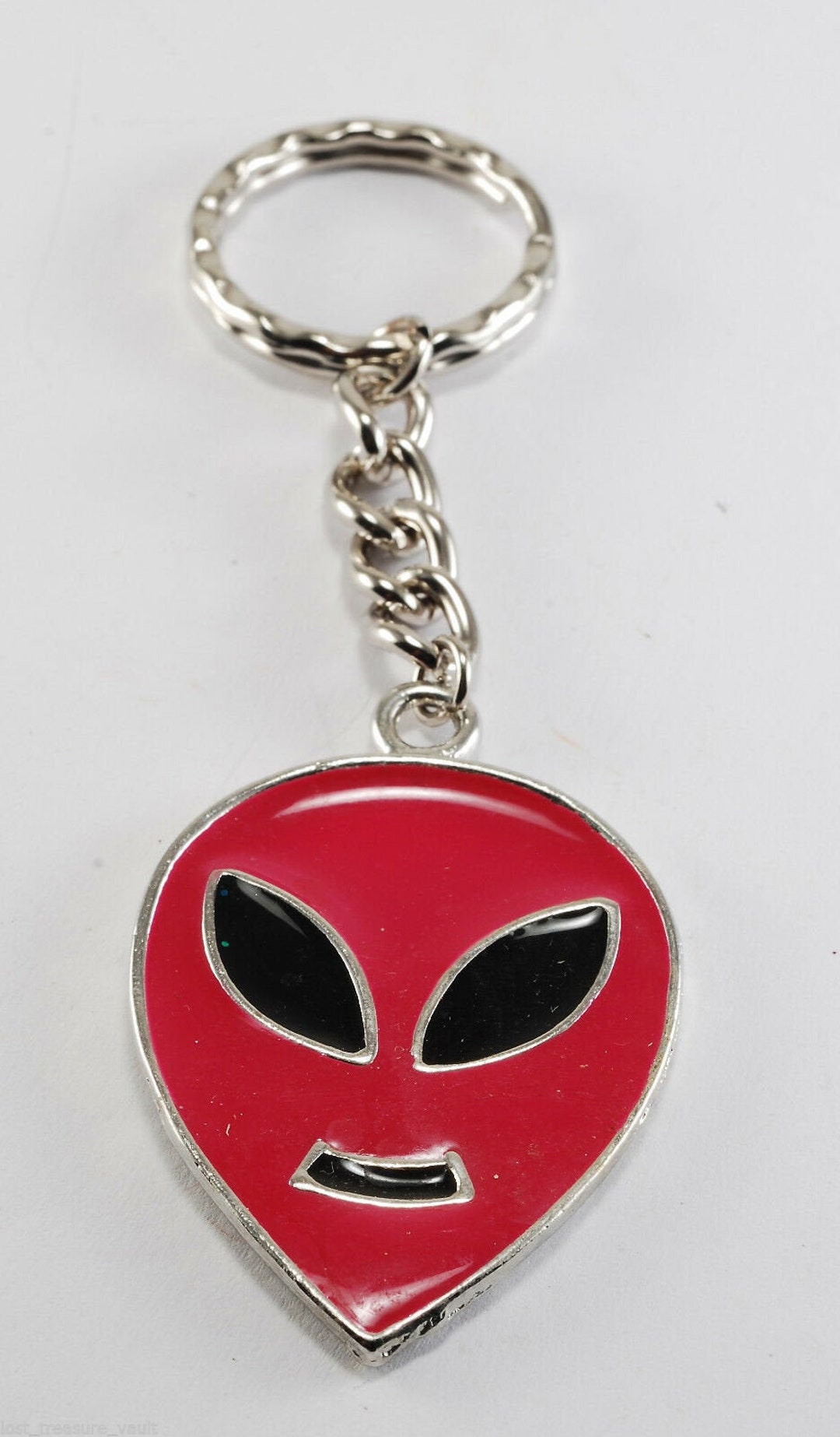 Vintage Enamel Pink Alien Key Chain Silver Metal Extraterrestrial Key ...