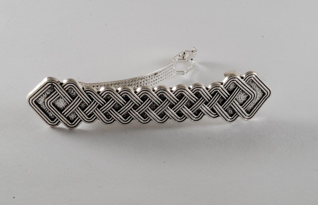 Vintage Hair Barrette Silver Tone Metal Braided Design Top Hair ...
