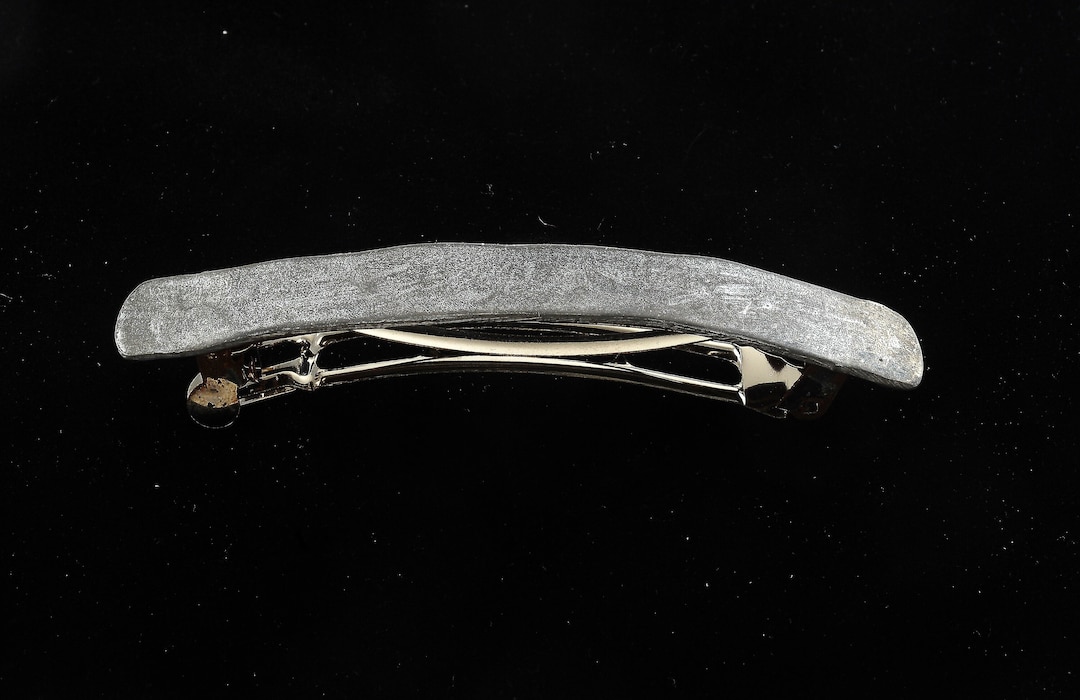 Vintage Hair Barrette Silver Tone Metal Snap Clasp Hair Accessory 1/2 ...
