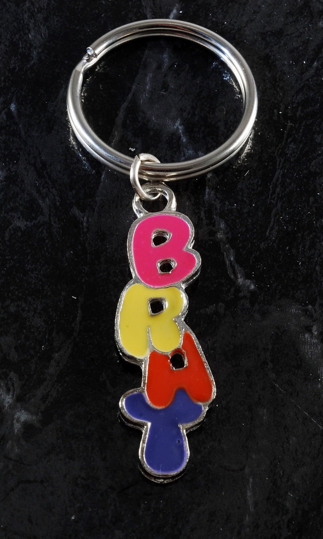 Vintage Colorful Brat Key Chain 1970’s Hippie Era Silver Tone Pot Metal ...