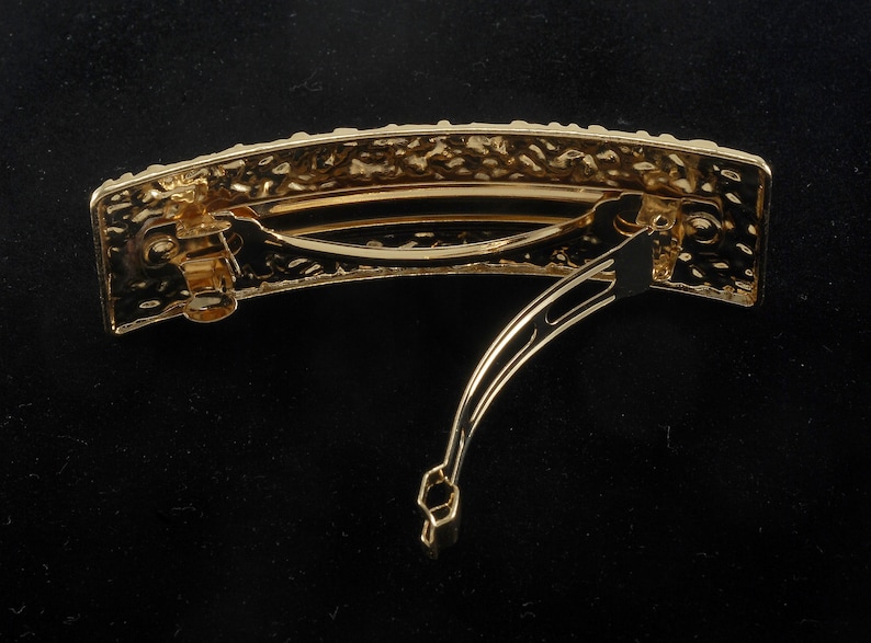 Vintage Hair Barrette Gold Tone Metal Chunky Top Hair Accessory 1