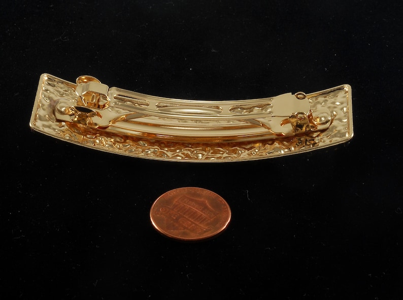 Vintage Hair Barrette Gold Tone Metal Chunky Top Hair Accessory 1