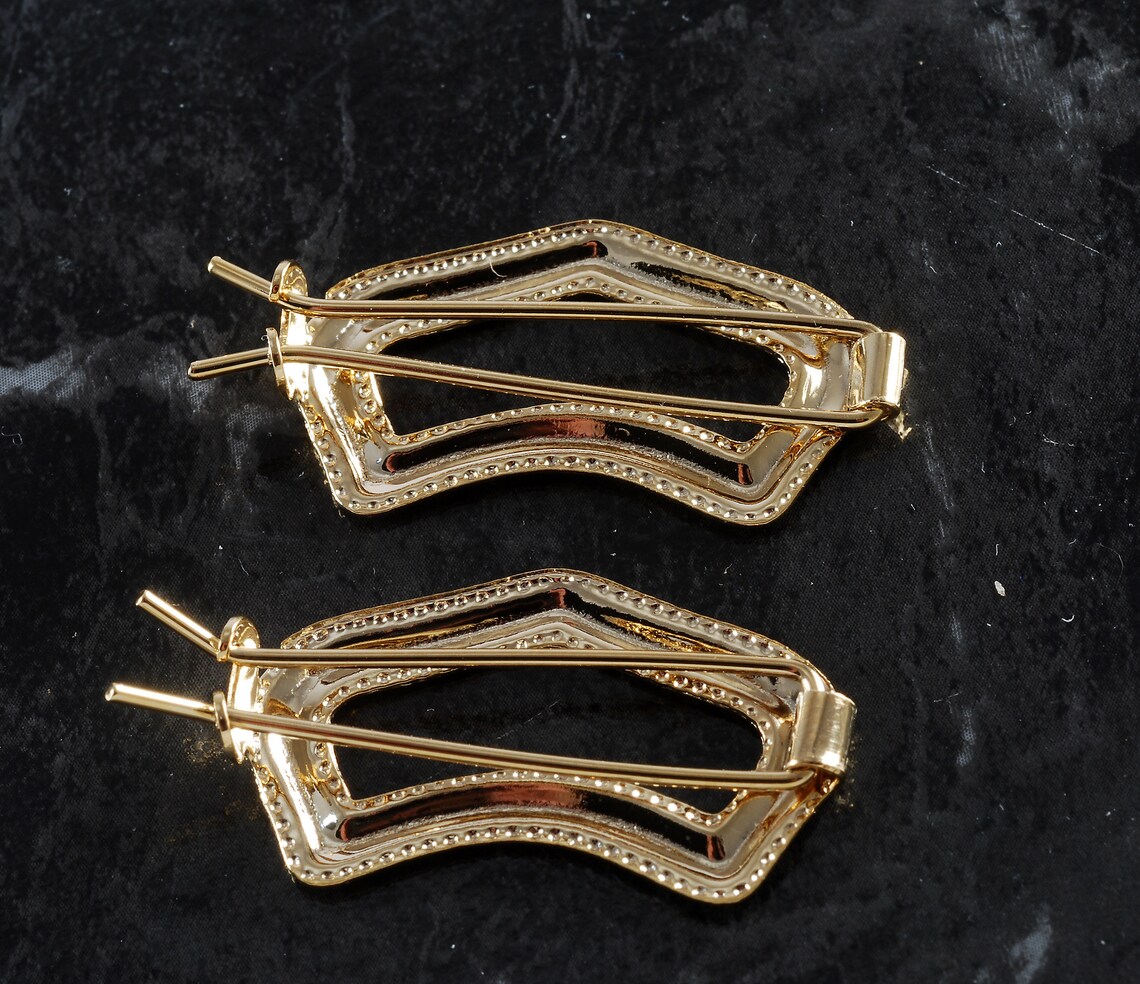 Vintage Hair Barrettes Art Deco Style Pair Gold Tone Metal Hair ...