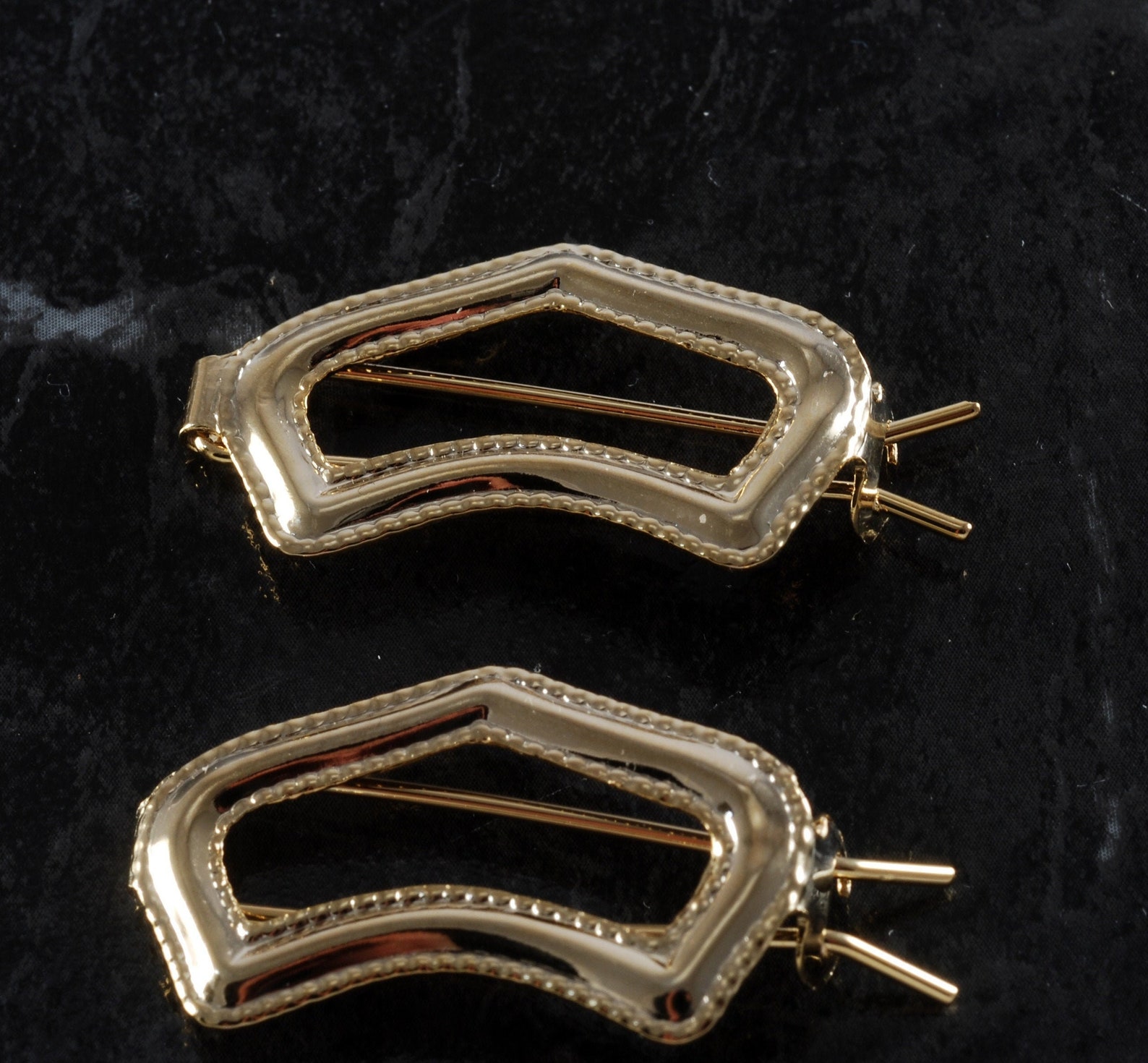 Vintage Hair Barrettes Art Deco Style Pair Gold Tone Metal - Etsy