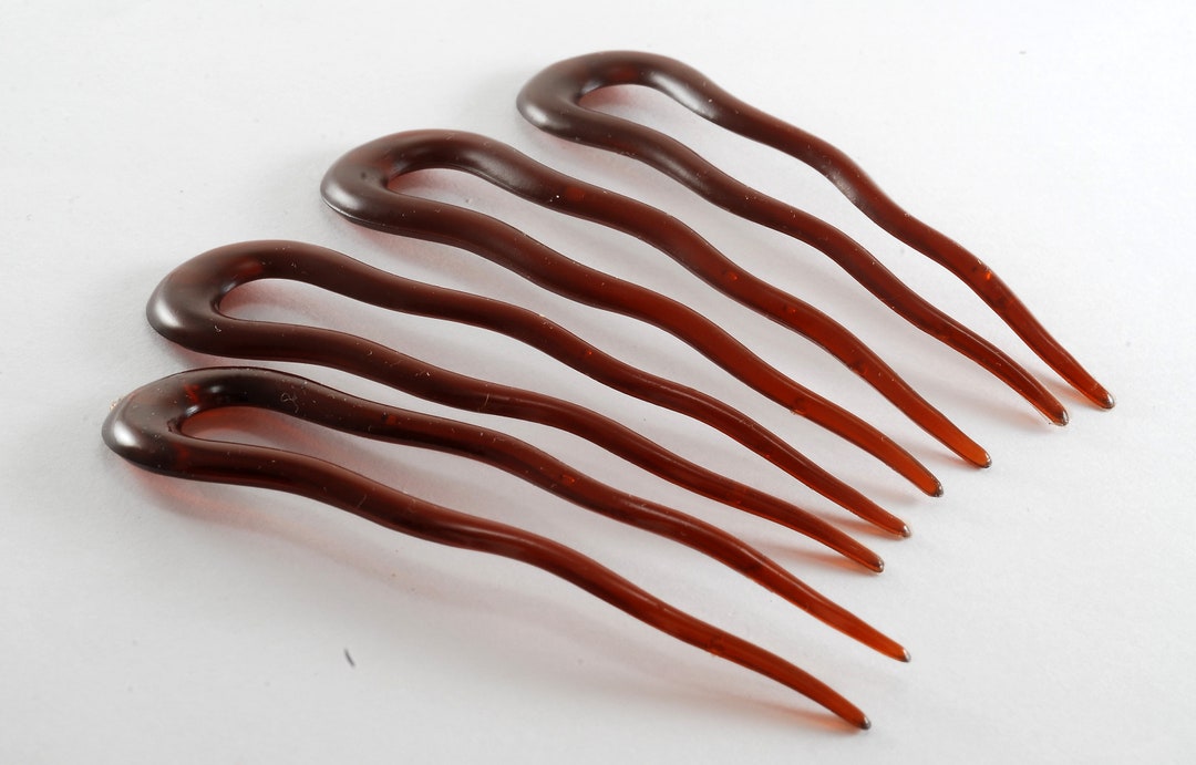 Vintage Hair Fork Tortoise Color Hard Plastic 4 Piece Hair Accessory ...