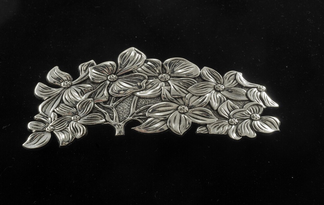 Vintage Hair Barrette Silver Tone Metal Flower Bouquet Top Hair ...