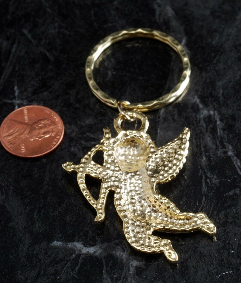 Vintage Cupid Key Chain Gold Plated Metal Wings Key Fob Ladies - Etsy