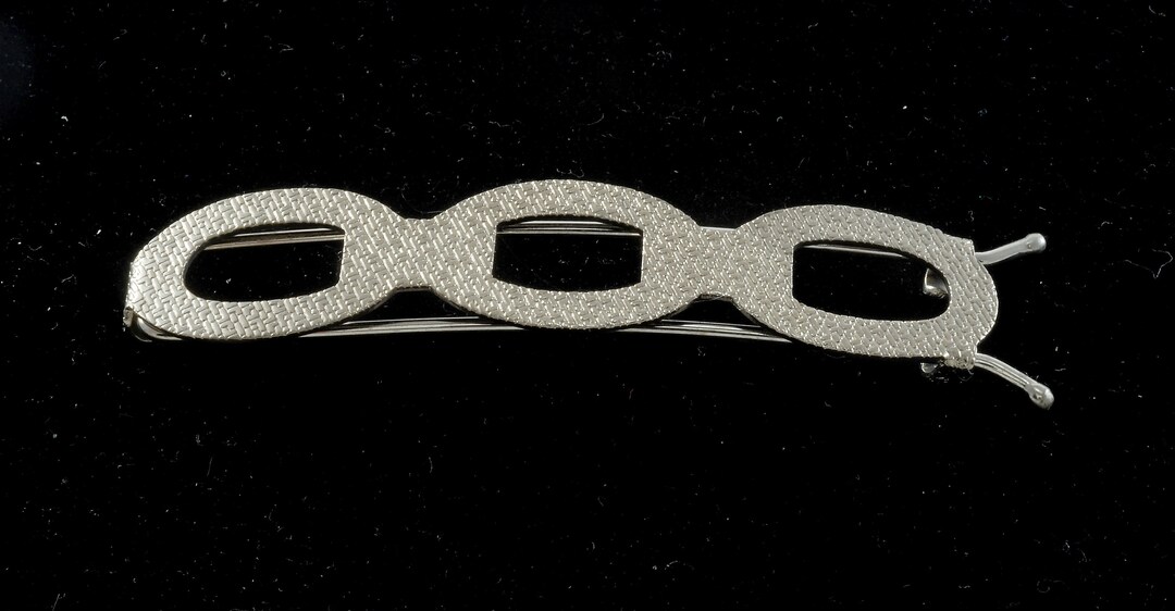 Vintage Hair Barrette Silver Tone Metal Textured Circles Wire Clasp ...