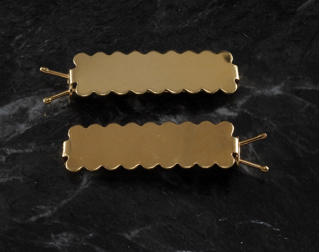 Vintage Hair Barrette Pair Gold Tone Metal Scalloped Design Hair ...