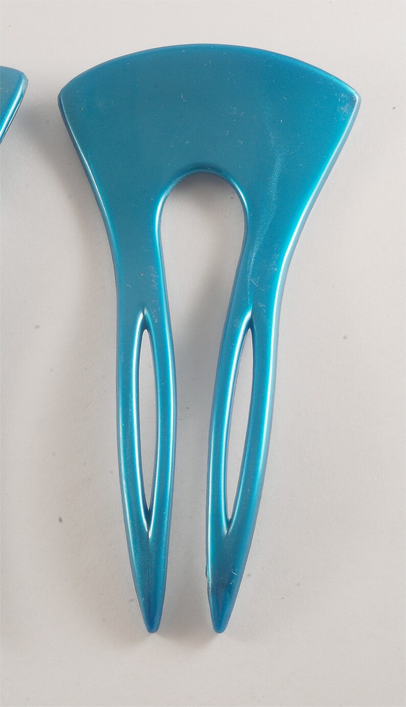 Vintage Hair Fork Teal Blue Hair Clip Barrette Signed Hong | Etsy