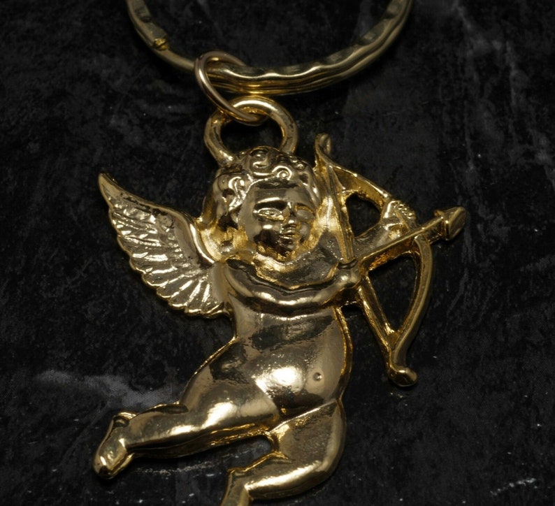 Vintage Cupid Key Chain Gold Plated Metal Wings Key Fob Ladies - Etsy