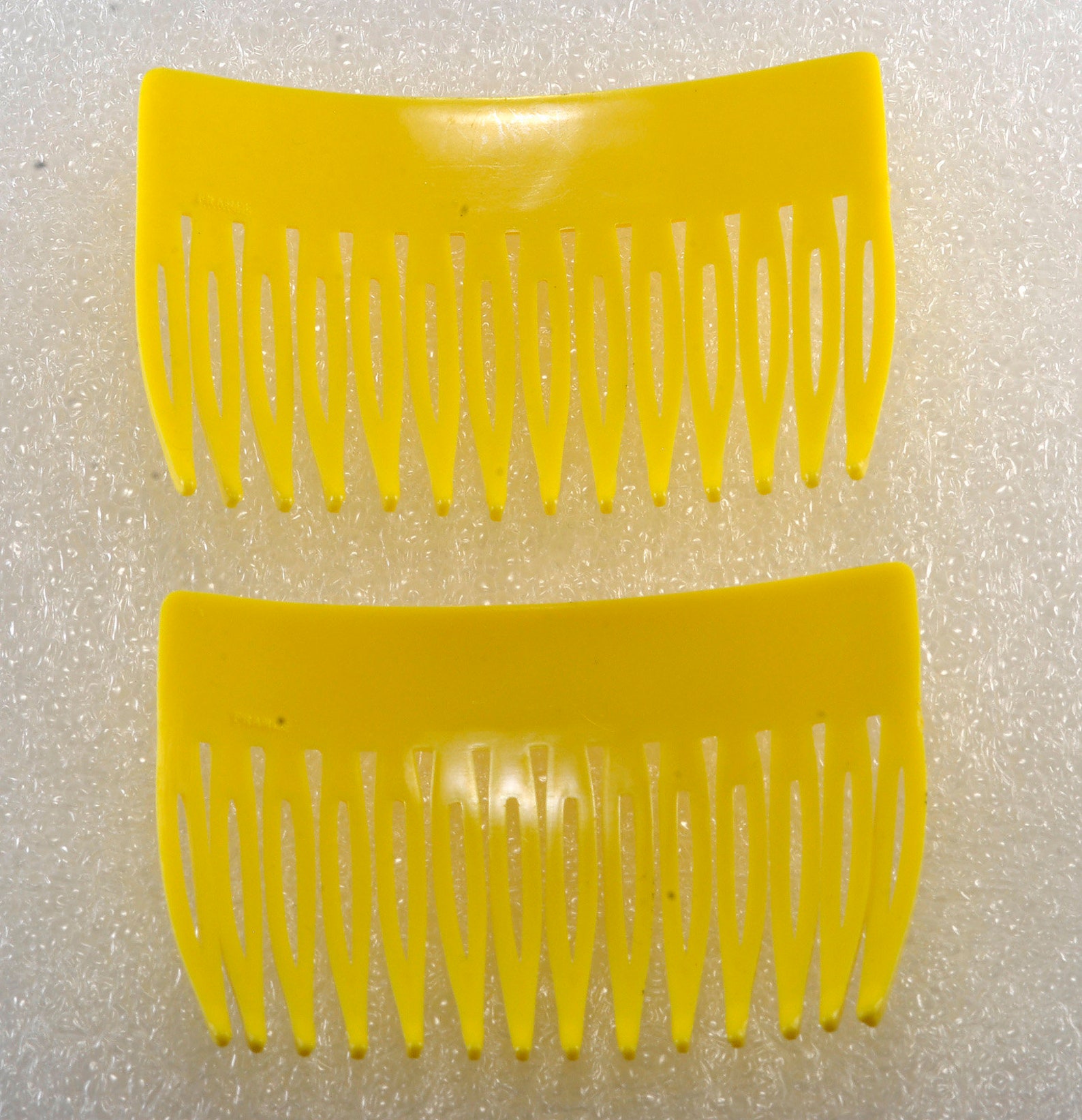 Vintage Side Comb Pair Yellow Plastic Hair Accessory Combs Signed ...