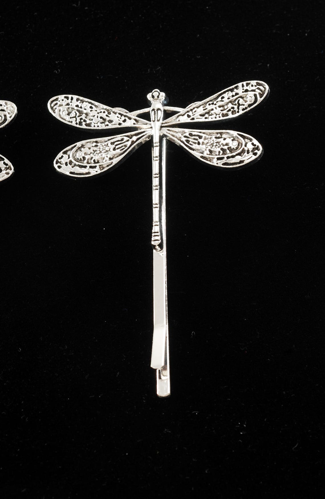 Vintage Hair Pins Bobby Pins Silver Tone Dragon Fly Pair Hair Accessory ...