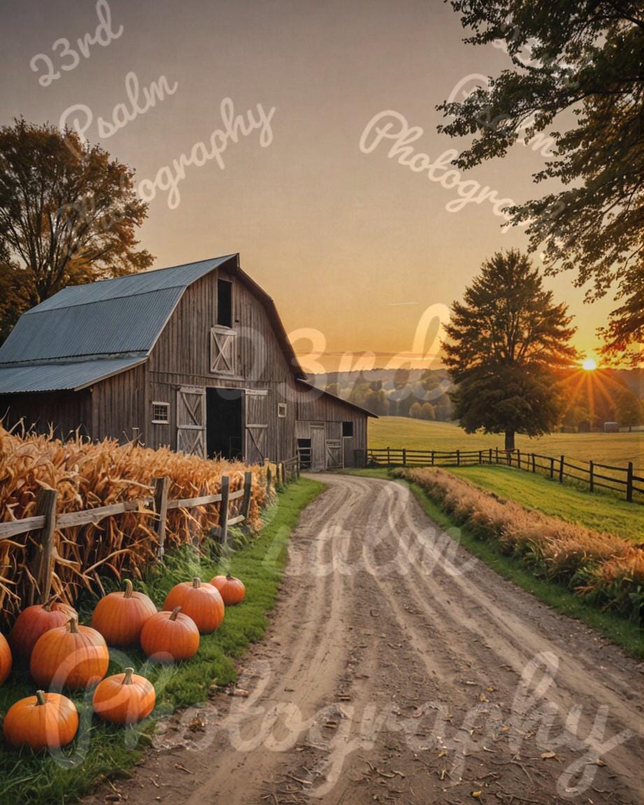 Digital Rustic Fall Barn Background - Etsy
