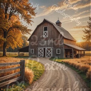 Digital Rustic Fall Barn Background - Etsy