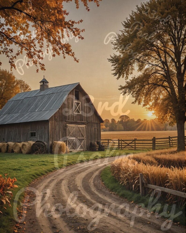 Digital Rustic Fall Barn Background - Etsy