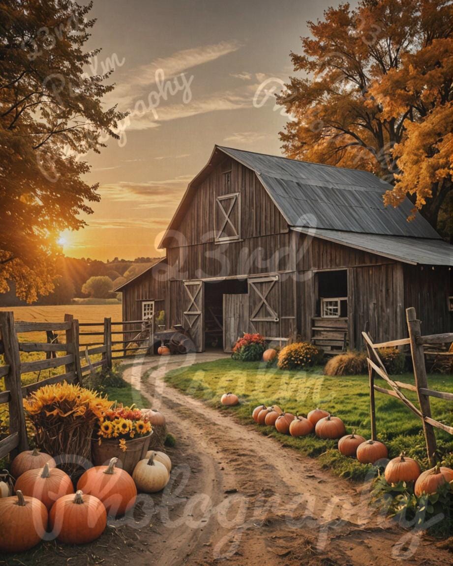 Digital Rustic Fall Barn Background - Etsy