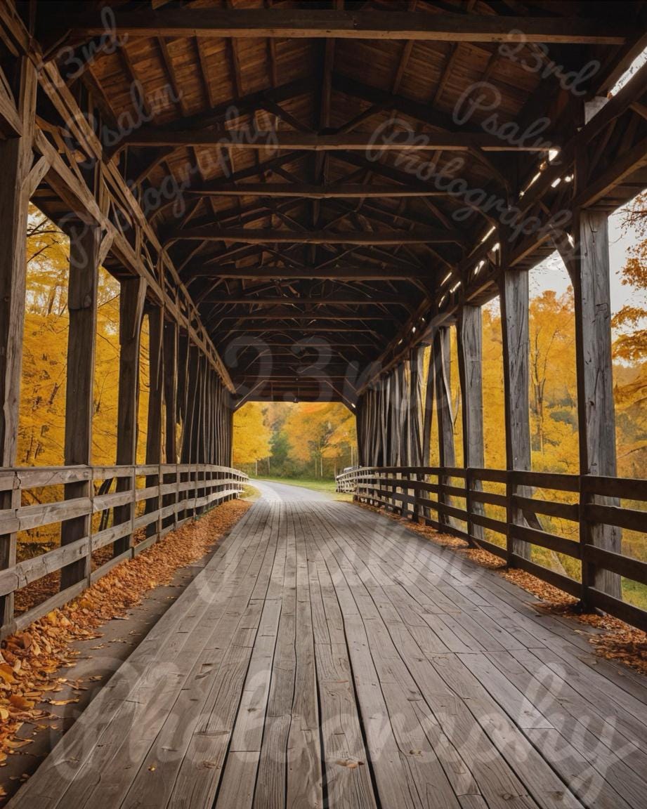 Covered Bridge Digital Backdrop - Etsy