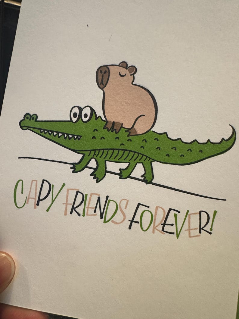 Capy Friends Forever, Letterpress Card, Greeting Card - Etsy