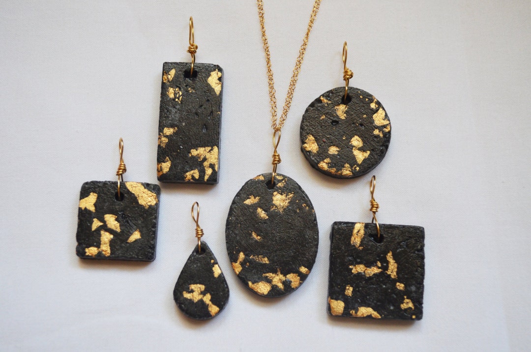 Concrete Necklace, Cement Necklace, Cement With Gold Leafing, Modern ...