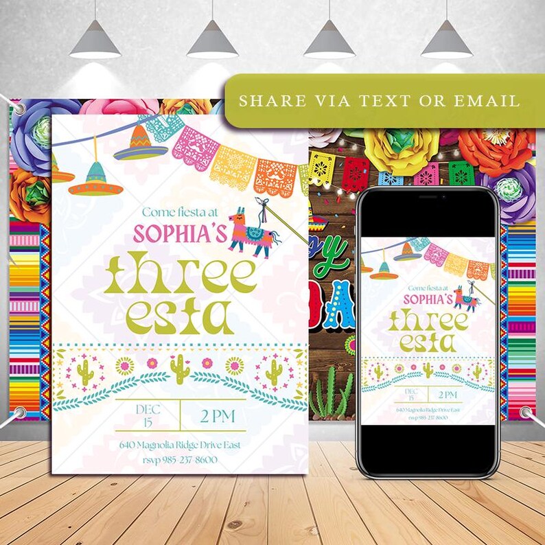 Three-esta Birthday Party Invitation, Three Esta Invite, Editable ...