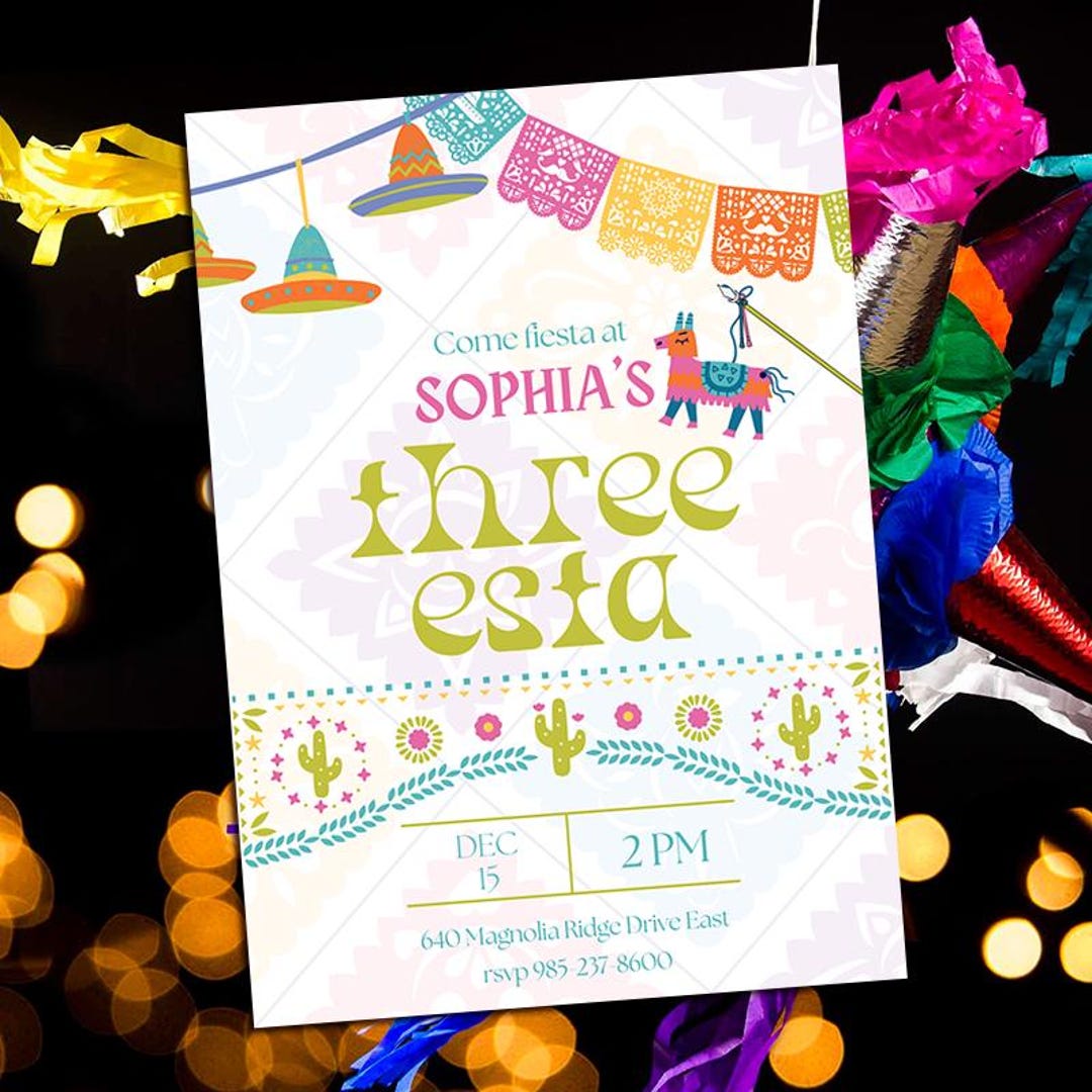 Three-esta Birthday Party Invitation, Three Esta Invite, Editable ...