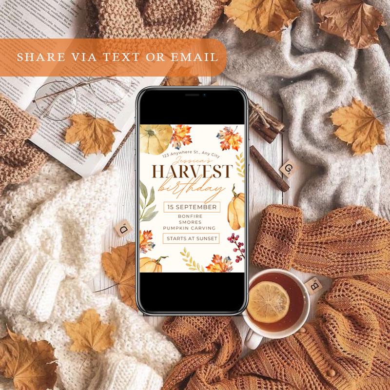 Editable Fall Birthday Invitation, Birthday Party Invitation - Etsy