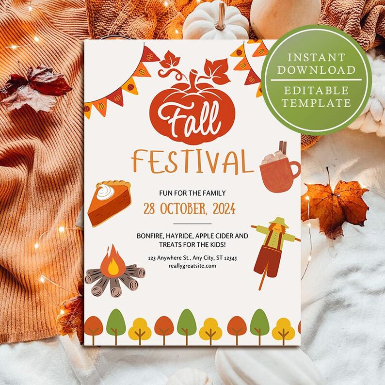 Editable Fall Festival Invitation | Harvest Party Invite (canva ...