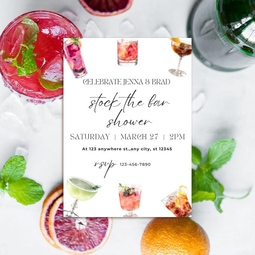 Editable Stock the Bar Shower Invitation, Couples Shower (digital File ...