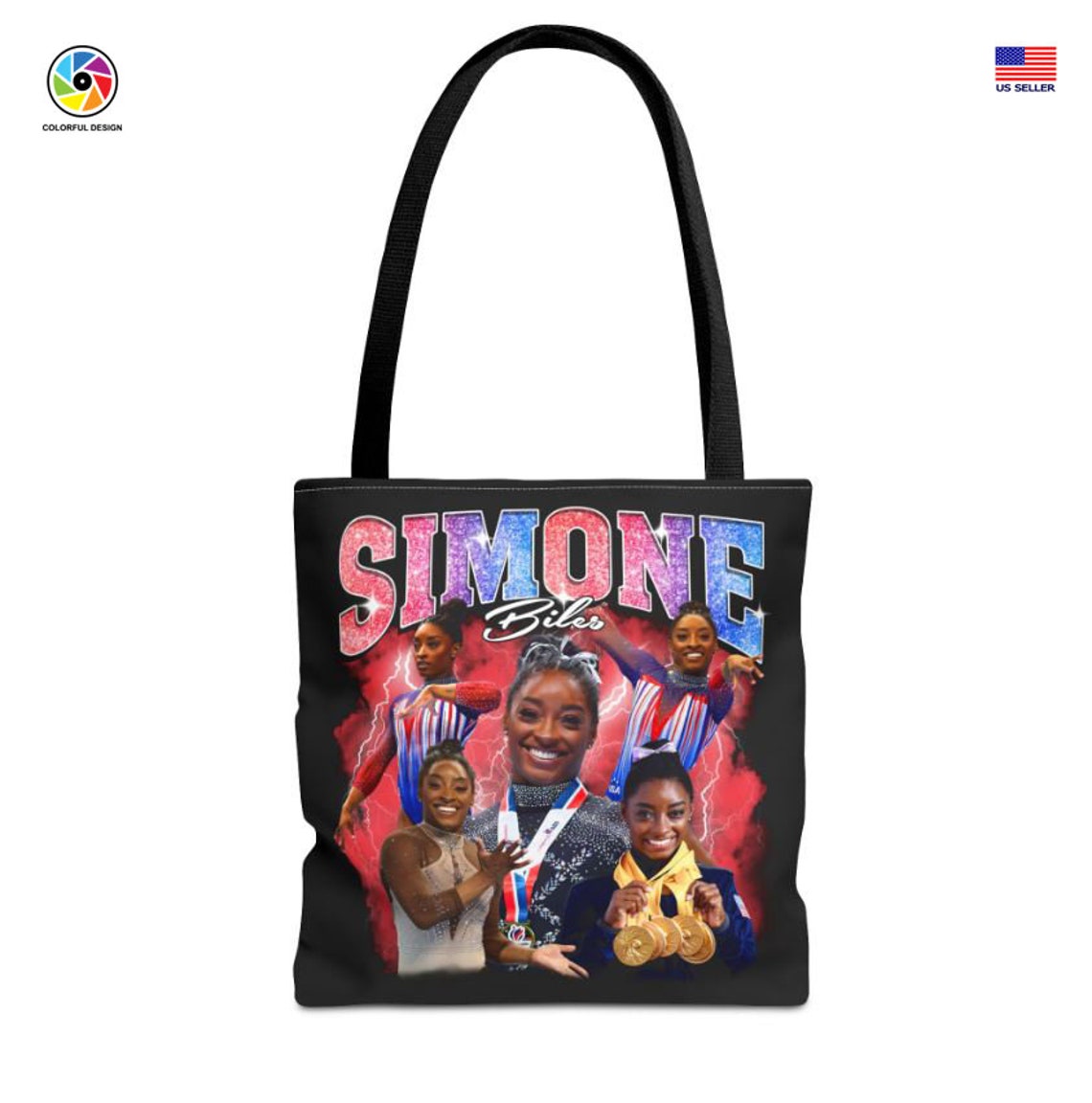 Simone Biles Bootleg Tote Bag, Gymnast Atlet Vintage Graphic Bag ...
