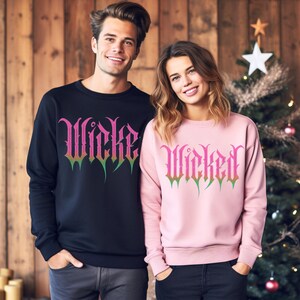 Pink With Green Wicked Sweater Sweatshirt, Trendy Movie Unisex Crewneck ...