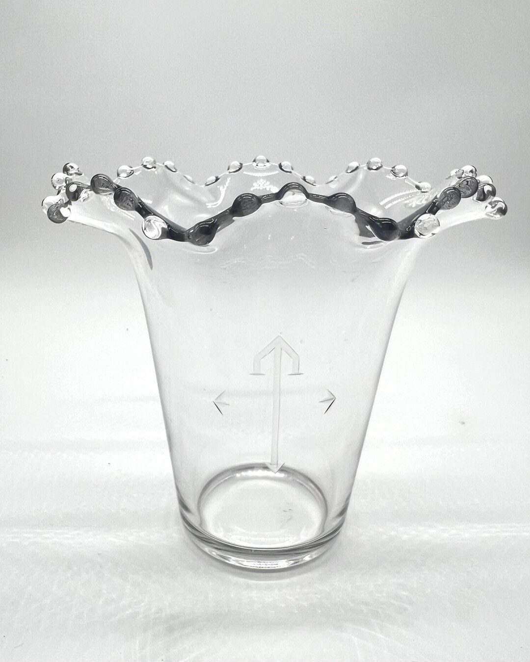 Vintage Imperial Glass Candlewick Vase: Ruffle Edge, Directional Etch ...