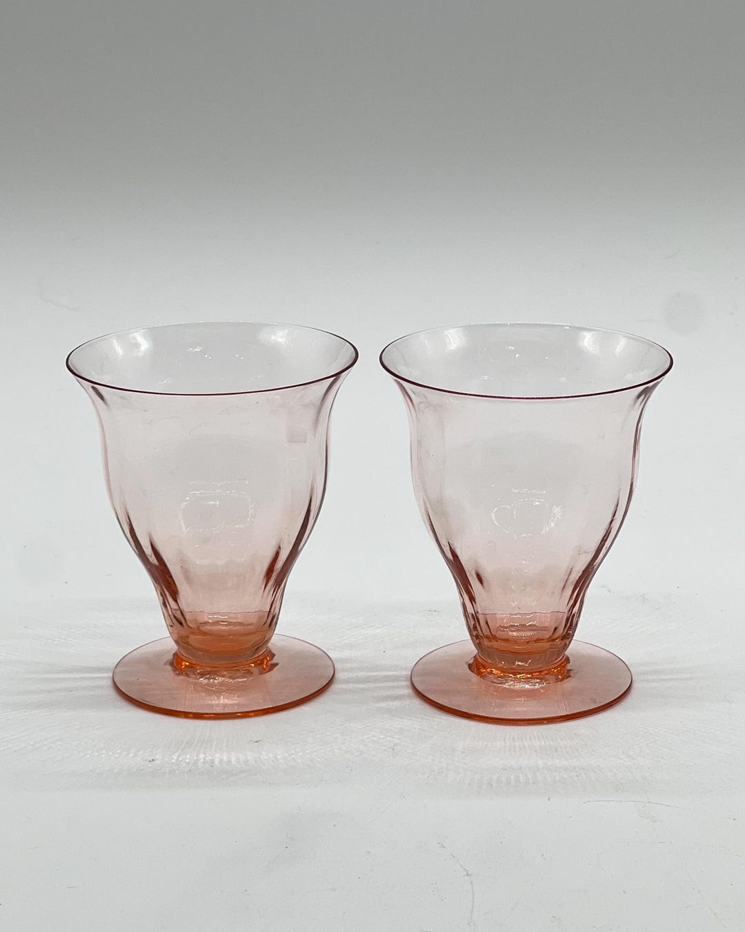 Rare HC Fry Glass Rose Pink Tumblers: Antique Narrow Panel Optic Pair ...