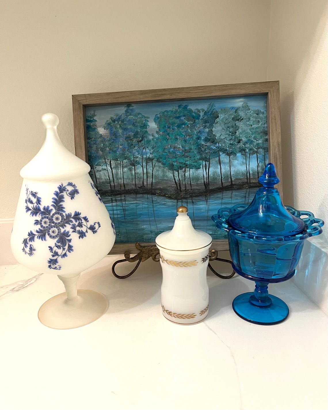 Vintage Imperial Glass Blue Laced Edge Covered Candy Dish 1950s - Etsy