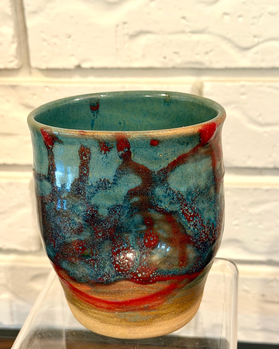 Studio Pottery Susan Rodrigue Dark Blue Burgundy Oval Vase Prairieville ...