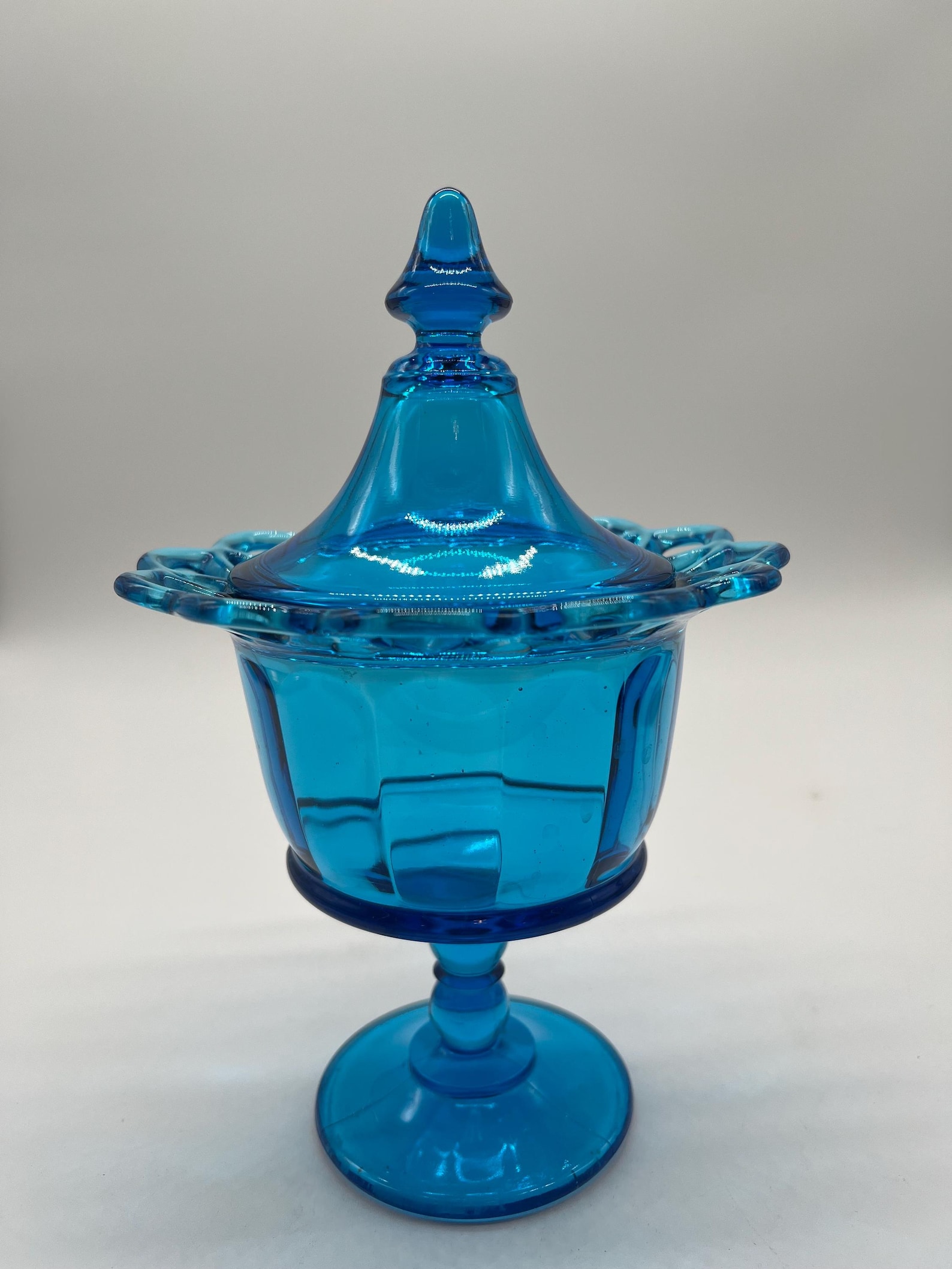 Vintage Imperial Glass Blue Laced Edge Covered Candy Dish 1950s - Etsy